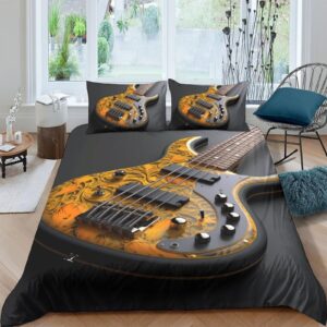 evmila guitar duvet cover quilt cover 3d print music comforter covers for boys girls bedding set with zipper closure with pillow cases soft microfiber 3 pieces full（203x228cm）