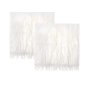 uuyyeo 2 pcs 10 x 10 inch faux fur fabric squares soft fluffy fabric for sewing plush fabric squares shaggy fur cuts patches costume decoration fabric white