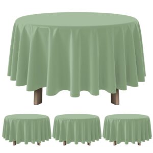 yidako 3pcs sage green plastic tablecloths round light green tablecloth waterproof disposable round sage table cover for birthday bridal wedding baby shower party decorations,84inch