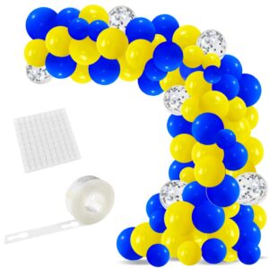 royal blue and yellow balloons garland arch, 122pcs blue yellow balloons silver confetti balloons for wedding baby shower anniversary birthday class of 2024 graduation party decorations blue yellow