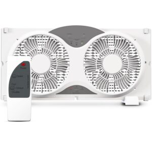 craig dual window fan with reversible airflow - perfect window fans for home bedroom, exhaust & intake options, remote controlled