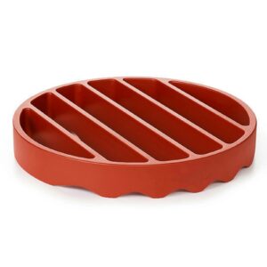 jyibinee roasting rack, non-stick silicone baking rack, reusable round grill insulation mat for home kitchen red