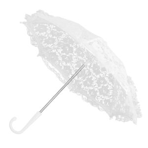 fowiunye lace umbrellas for tea party, 17x18 inch photography prop umbrella small craft white lace umbrellas for tea party mini parasol umbrella for bride wedding gift photo props kids gift (flower)