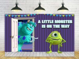 monster inc backdrop for gender reveal party decorations monster inc background for baby shower party cake table decorations supplies a little monster is on the way theme banner 5x3ft