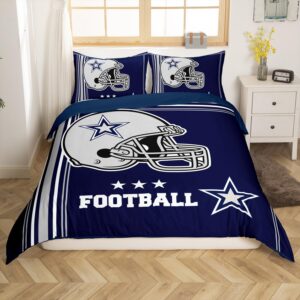 american football duvet cover set king size,western texas star cowboy football sports bedding set,boys men room decor,rugby helmet geometric stripes comforter cover,blue quilt cover,2 pillowcases