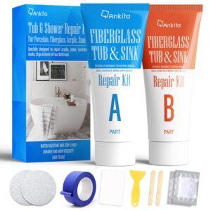 tub repair kit white, tub chip and bathtub repair kit for enamel, fiberglass, acrylic, porcelain, patch and repairs chips, cracks, scratches, rust, holes on tub, toilet, sink, shower, tray in bathroom