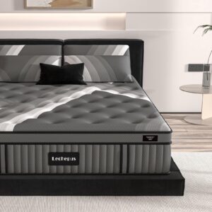 lechepus queen mattress, 14inch plush soft memory foam hybrid mattress, queen size memory foam with pocket spring mattresses, supportive mattress in box for pressure relief, certipur-us, 10 years