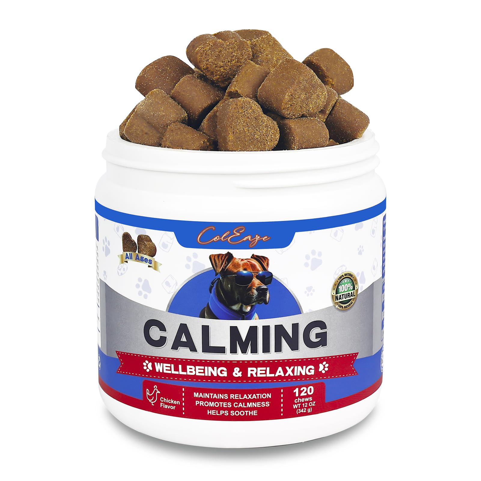 Calming Chews for Dogs - Dog Anxiety Relief,Dog Calming Treats, Supplements Calming Chews for Dogs 120 Count Lamb Flavor