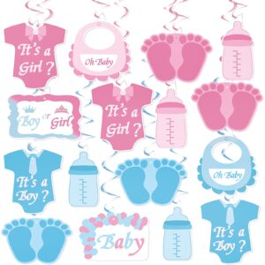 jingaofun 20pcs baby gender reveal party decorations boy or girl gender reveal party supplies party ideas pink and blue decorations he or she pregnancy announcements decor