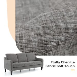 VINGLI Couches for Living Room Sofa 71" Small Couch Loveseat Sofa Mid-Century Modern Couch Grey Soft Chenille Couches Floor Sofa for Bedroom, Apartment, Lounge, Office