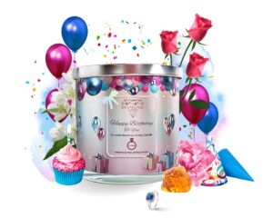 diamond empire happy birthday candle with surprise jewelry inside (surprise jewelry valued up to $3,500) 2 wick candle (burn up to 120 h) ring size 6