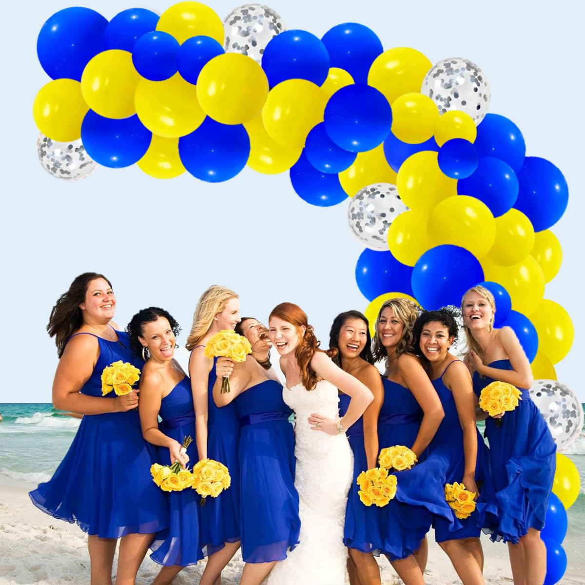 Royal Blue and Yellow Balloons Garland Arch, 122PCS Blue Yellow Balloons Silver Confetti Balloons for Wedding Baby Shower Anniversary Birthday Class of 2024 Graduation Party Decorations Blue Yellow