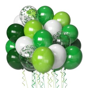 green balloons dark green balloon set, 50 pcs 12 inch different shades emerald green lime green confetti latex balloons for jungle safari party supplies st. patrick's day decoration