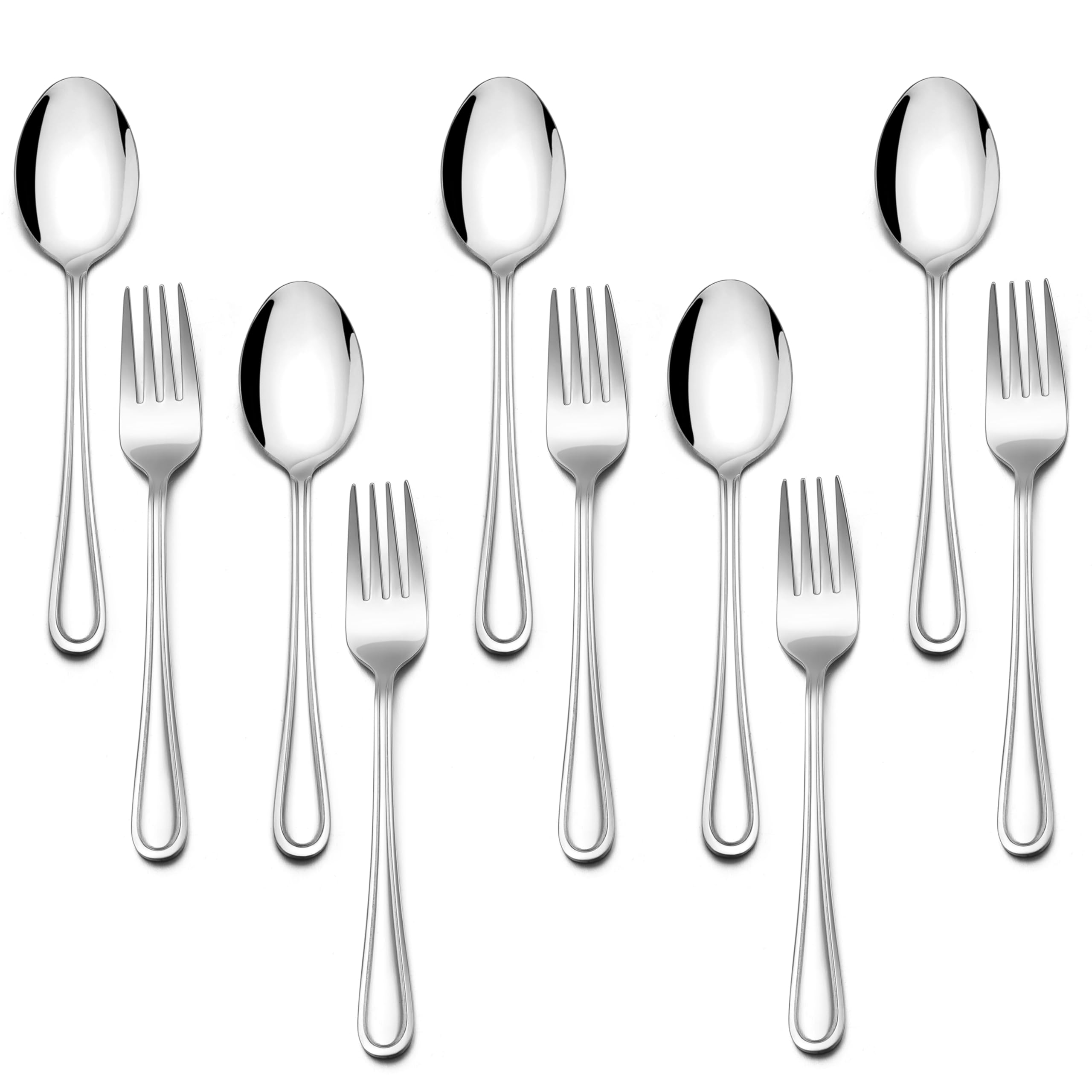 E-far 10-Piece Toddler Utensils, Kid Stainless Steel Silverware Set, Children Safe Forks and Spoons Set for Self Feeding, Healthy & Non-Toxic, Mirror Polished & Easy to Clean