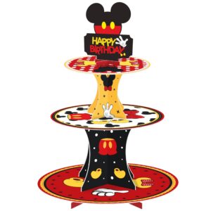 moaxmoa mouse cupcake stand 3-tier cupcake stand cartoon mouse birthday party supplies mouse decorations for girls boys kids birthday baby shower