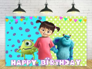 monster inc backdrop for birthday party decorations girl boo monster background for baby shower party cake table decorations supplies monster inc theme banner 5x3ft