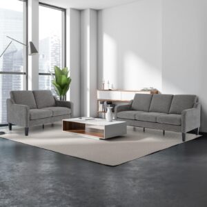 VINGLI Couches for Living Room Sofa 71" Small Couch Loveseat Sofa Mid-Century Modern Couch Grey Soft Chenille Couches Floor Sofa for Bedroom, Apartment, Lounge, Office