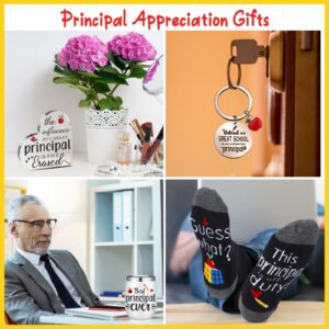 FoldTier 5 Pcs School Principal Appreciation Gifts for Women Men 12oz Principal Tumbler with Lid and Straw Principal Socks Stainless Steel Keychain Acrylic Heart Sign Gift Box for Principal Gifts