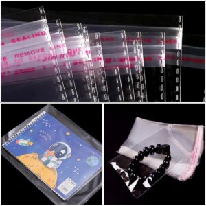 LonlyEagle 200 Pcs 5-1/2'' x 6-1/2'' Self Sealing Cellophane Bags，Clear Cellophane Cello Bags，Fit 5 X 6 Inch Cards Photos， A7 Envelopes Candy，Self Adhesive for Packaging Gifts,Cookies,