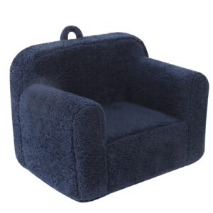 momcaywex kids snuggly-soft sherpa chair, cuddly toddler foam chair for boys and girls, dark blue