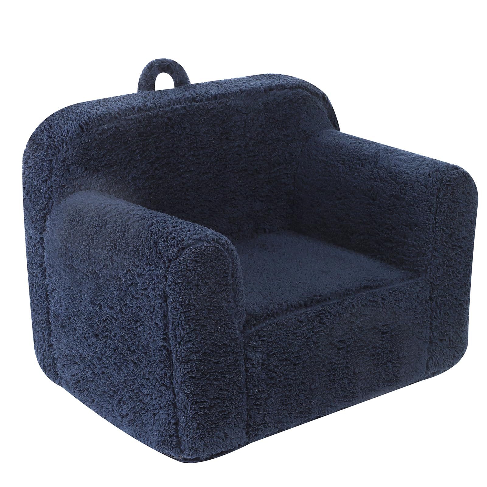 MOMCAYWEX Kids Snuggly-Soft Sherpa Chair, Cuddly Toddler Foam Chair for Boys and Girls, Dark Blue