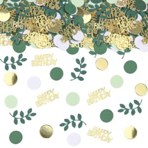 sage green happy birthday confetti, birthday table decorations scatter confetti birthday cake confetti, green gold foil confetti decorations for birthday party, baby shower diy arts crafting 230 pcs