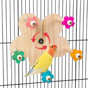 frgkbtm wooden parrots ferris wheel toy with perches, bird toy rotating perch toy, hanging bird stand cage accessories for parakeet parrot, cockatiel, budgerigar,conure, lovebirds