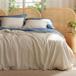 bedsure cooling duvet cover queen,rayon derived from bamboo linen blend duvet cover queen,linen duvet cover set,3 pieces,1 duvet cover 90x90 inches and 2 pillowcases,comforter sold separately