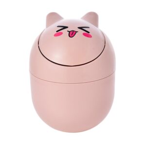 luxshiny desktop trash can with lid mini waste basket cute cat dustbin portable garbage bin trash household cleaning tools for home office living room bathroom kitchen