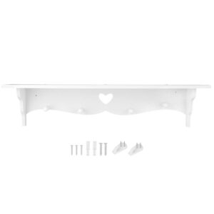 starnoontek hollowed love shape wall shelf,23inch white pvc wood-plastic board wall mounted floating shelf hanging storage rack for kitchen living room organizer