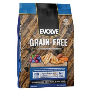 evolve grain free deboned chicken, sweet potato & berry recipe dry dog food, 14lb.