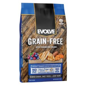 evolve grain free deboned chicken, sweet potato & berry recipe dry dog food, 28lb.