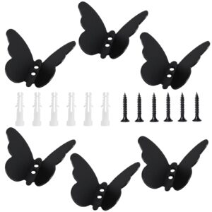 ideal swan 6 pcs hooks for shower - stainless steel butterfly shape hooks, essentials elegant and functional home storage solution for decor bathroom kitchen home (black)