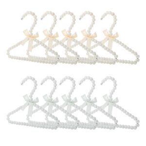 suprwin pearl hangers for pet clothes, mini clothing hangers with exquisite design, organize your wardrobe, reliable material, wide usage for infant baby girls boys toddlers dogs cats (10pcs-white)