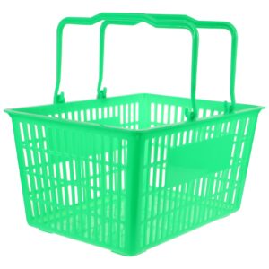 jecompris plastic shopping basket grocery shopping basket cart with handle portable storage container cosmetic organizer for supermarket retail shop book store laundry green