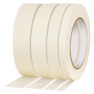 4 pack masking tape, white painters tape, 55yds each artist tape for wall, painting, home, office, school stationery, arts, crafts 0.4" 0.6" 0.8” 1” x 55yds, 220 yard in total