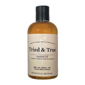 tried & true superior varnish oil wood finish & sealer, 8 oz. - natural pine resin & linseed oil, ideal for interior furniture, tables, countertops - food safe, scratch resistant & durable