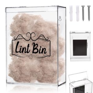 goaste acrylic magnetic lint bin for laundry room, 135oz dryer lint trash can, wall mounted lint holder box, farmhouse lint holder with lid for laundry storage organization and home decor(clear)