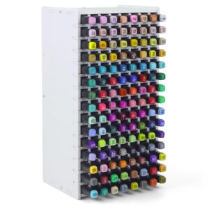 sanjhff marker storage organizer, marker holder organizer for 120 markers, marker organizer for desk, art marker storage rack to storing markers, colored pens (120 holes) (pen not included)