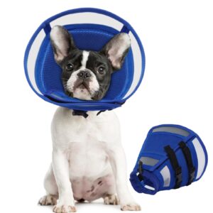 qbleev soft dog cone collar, dog cone alternative breathable dog cone for dogs after surgery adjustable pet dog cones for meidum dogs lightweight dog recovery collars elizabethan collar neck cone m