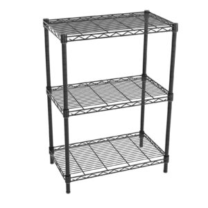 Golpart 3 Tier Adjustable Storage Shelves,Heavy Duty Metal Utility Shelf 450LBS Capacity,Wire Shelving Unit Organizer Rack for Home,Kitchen,Office,Bathroom,Pantry Room,12" D x 22" W x 22.5" H,Black