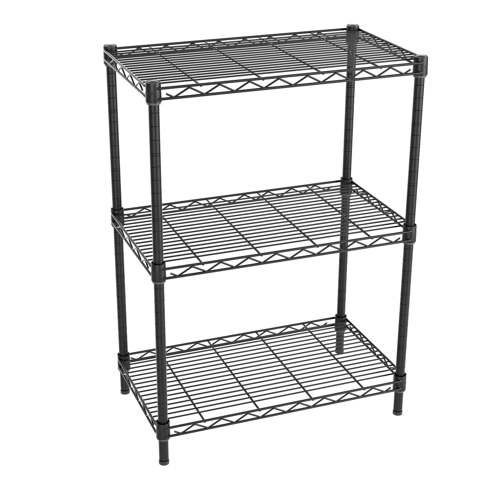 Golpart 3 Tier Adjustable Storage Shelves,Heavy Duty Metal Utility Shelf 450LBS Capacity,Wire Shelving Unit Organizer Rack for Home,Kitchen,Office,Bathroom,Pantry Room,12" D x 22" W x 22.5" H,Black