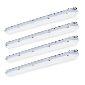 4ft led vapor tight light, 40w 4800 lumens vapor proof light fixture(100w eq.) 5000k outdoor shop light 0-10v dimmable 100-277vac, ip65 led light for cold storage workshop car parking warehouse-4pack