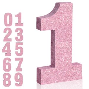 toniful 8 inch pink glitter number 1 table centerpiece 0-9 pink birthday party decorations,pink digit 1 for birthday,chrismas,graduation,bridal shower,valentine's day,anniversary party supplies