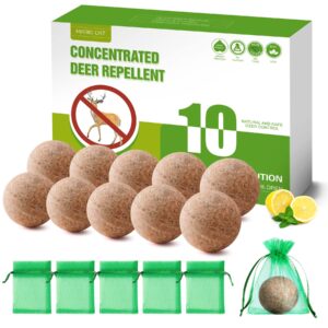 magic cat deer repellent outdoor, 10 pack natural peppermint oil deer and rabbit away repellent for plants pet family safe, deer deterrent for garden yard lawn tree protection