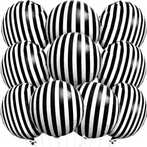 katchon, big black and white stripe balloons - 18 inch, pack of 10 | black and white balloons for beetlejuice decorations | black and white striped balloons, halloween decorations | pirate balloons