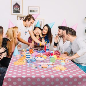 1 Piece Pink Polka Dot Rectangle Tablecloth - 54x72“ Decorative & Stain Resistant Table Cloth with Polka Dot Pattern, Table Cover for Dining Table, Buffet, Wedding, Camping, Party & Wedding