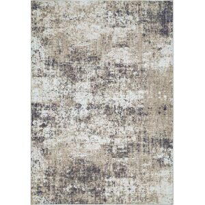 PureCozy Modern Abstract Taupe Rug 5x7 Machine Washable Living Room Area Rug Kitchen Brown Indoor Accent Rug Low Pile Carpet Distressed Throw Rug Bedroom Office Dining Room Laundry Room Non Slip