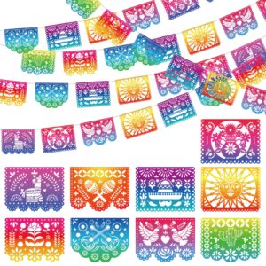 qpout 5 packs mexican party banners iridescent plastic papel picado banner cinco de mayo decor fiesta garland for dia de los muertos decor,fiesta birthday baby shower party decorations flags