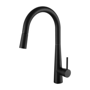 westbrass kd07a-62 17" single handle kitchen faucet with adjustable pull down sprayer, matte black